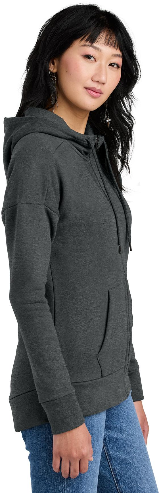 District Women's Perfect Weight Fleece Drop Shoulder Full-Zip Hoodie ...